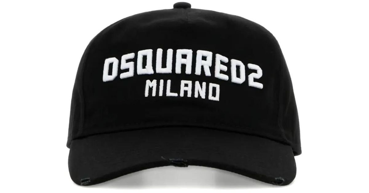 DSquared² Embroidered Cotton Baseball Cap in Black for Men | Lyst UK