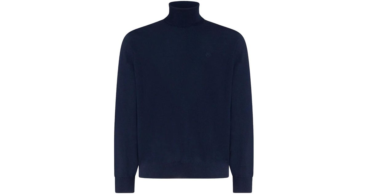 Etro Roll-Neck Virgin Wool Jumper in Blue for Men | Lyst UK