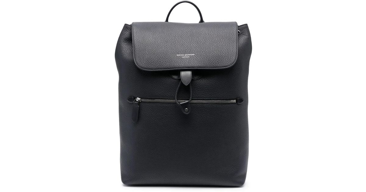 Aspinal of London Reporter Grained-Leather Backpack in Black for Men ...