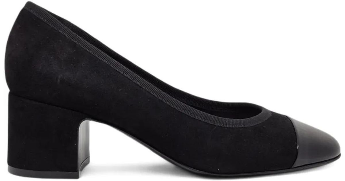 Casadei Cap-Toe Block-Heel Pumps in Black | Lyst UK