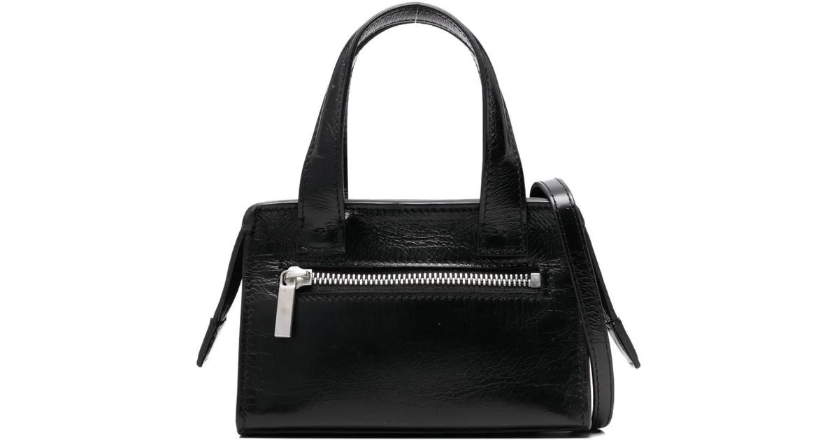 SAPIO Mini Leather Tote Bag in Black | Lyst