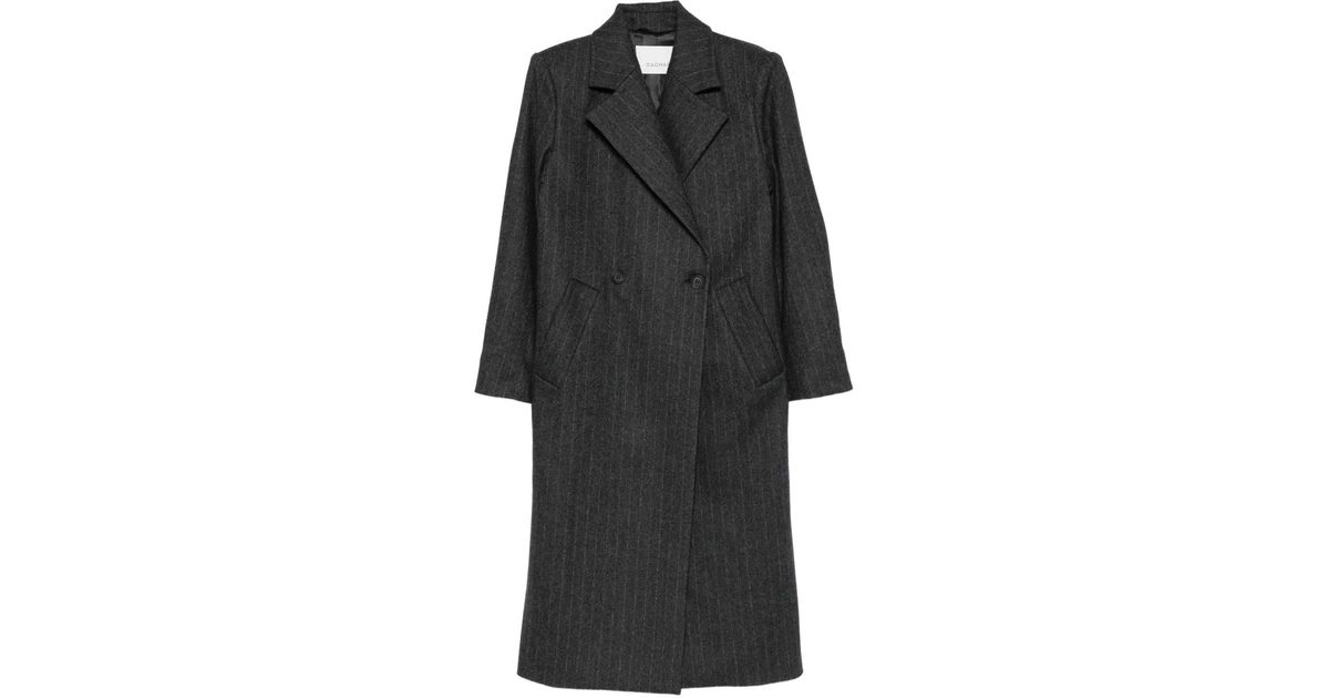 House of Dagmar Pinstripe Double-Breasted Coat in Black | Lyst UK
