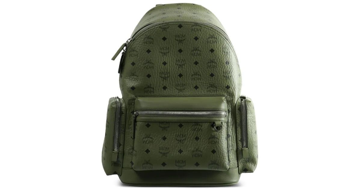 MCM Stark Monogram Backpack in Green | Lyst