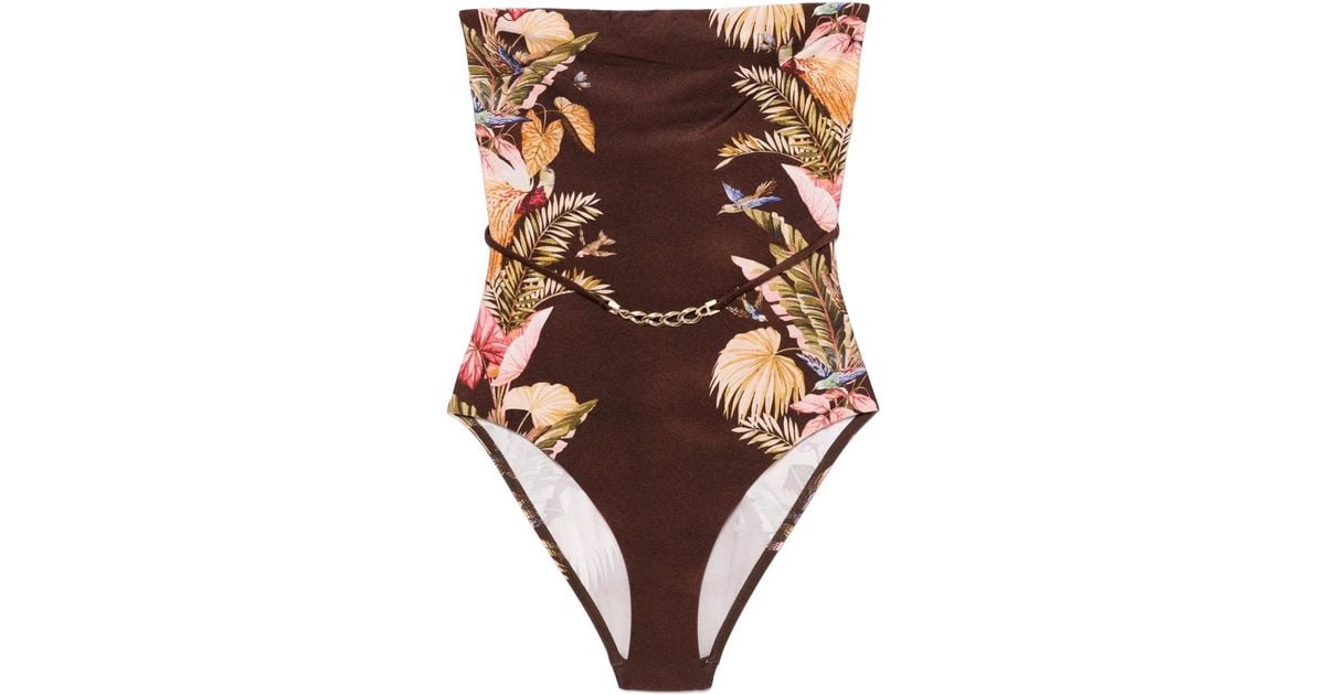 Zimmermann Ascension Swimsuit in Brown | Lyst