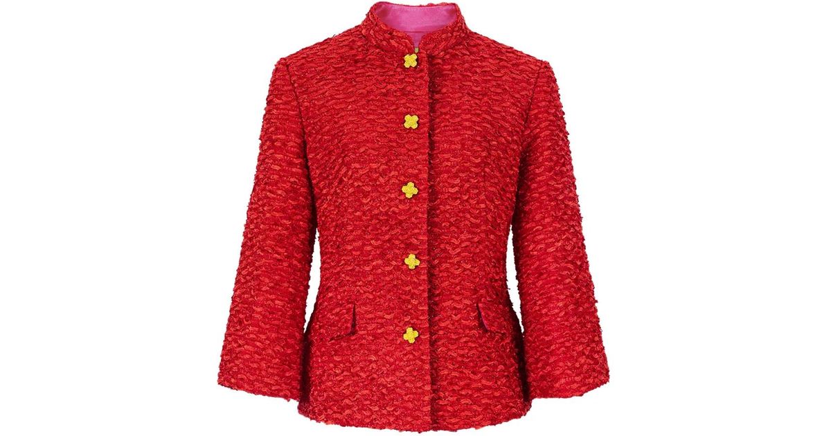 Shanghai Tang Ribbon Tweed Jacket in Red | Lyst UK