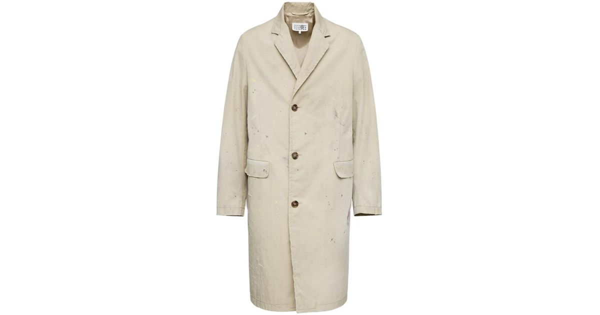MM6 by Maison Margiela Paint-Splatter Coat in Natural for Men | Lyst