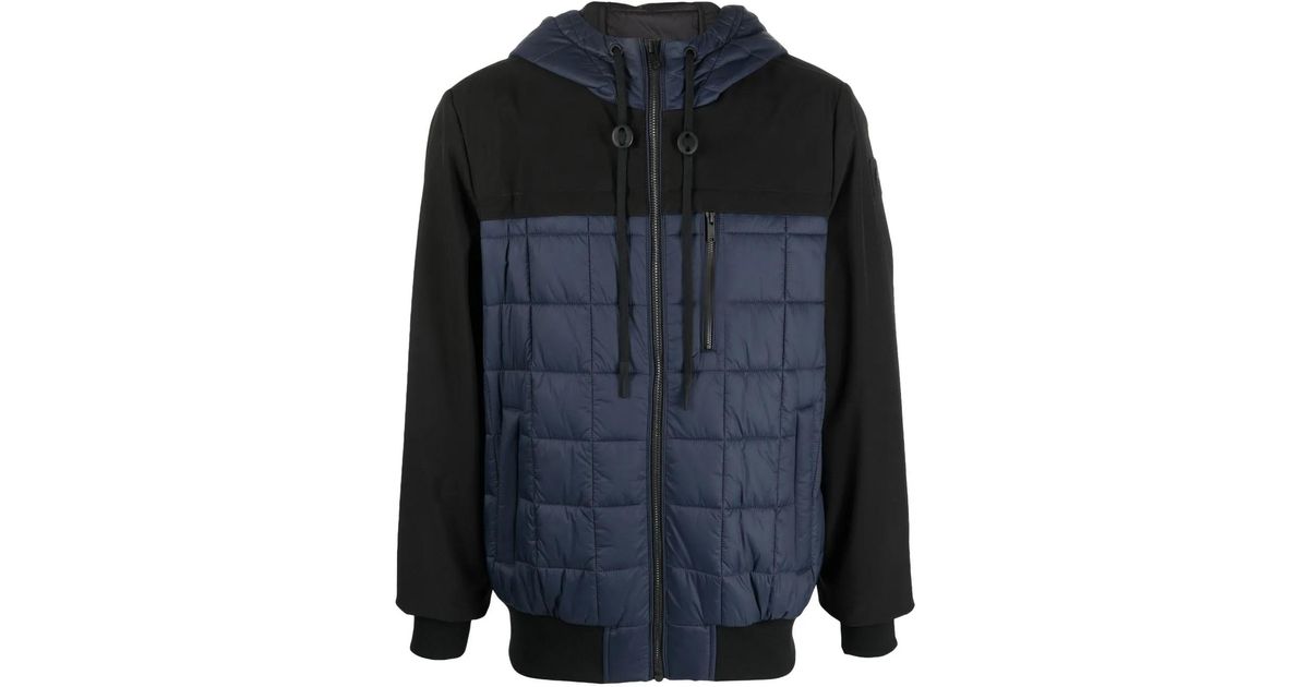 Moose Knuckles Panelled Hooded Padded Jacket in Blue for Men | Lyst UK