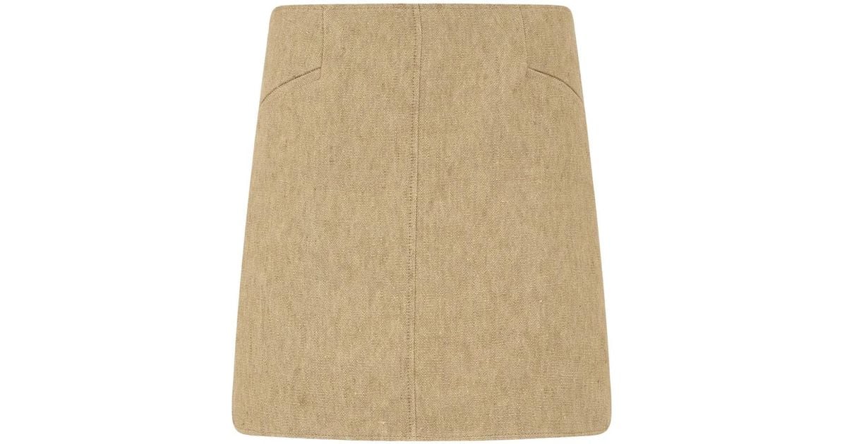 Alberta Ferretti Linen A-Line Skirt in Natural | Lyst UK