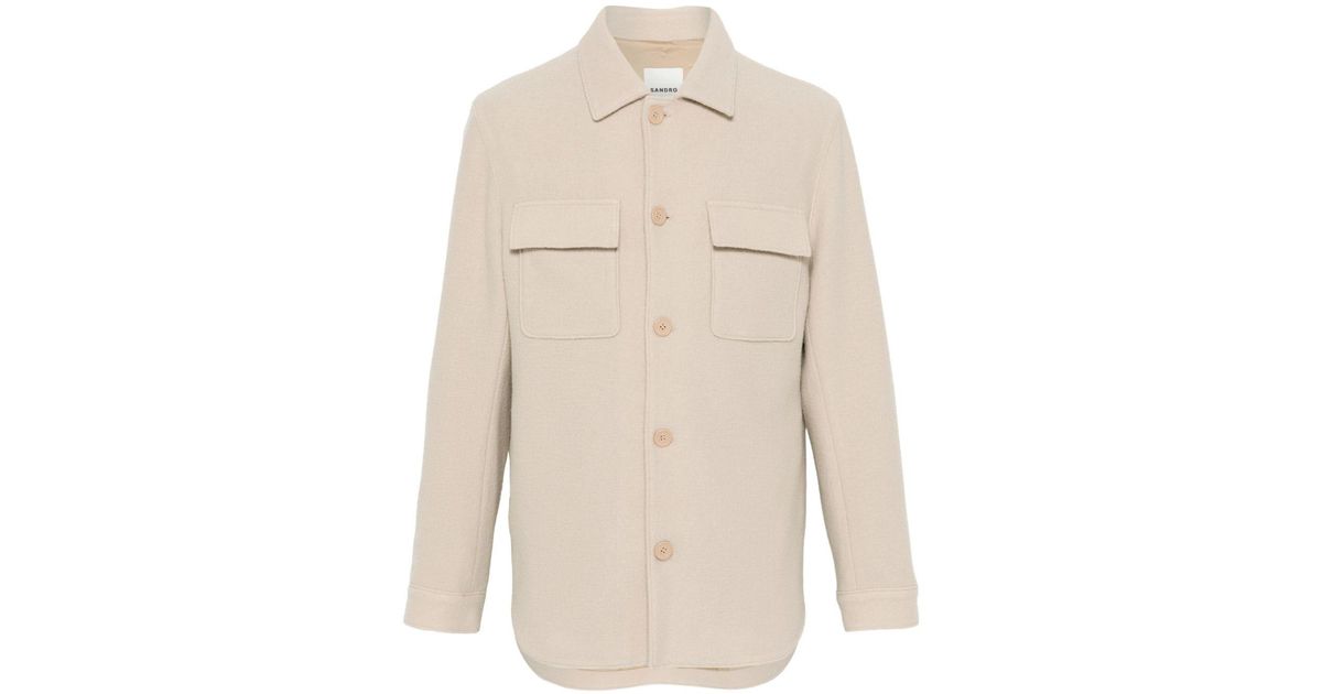 Sandro Bouclé Jacket in Natural for Men | Lyst