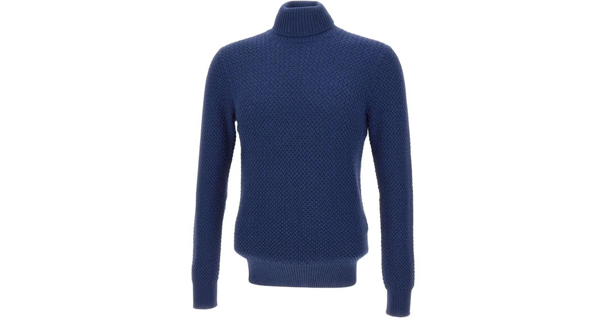 Gran Sasso Textured Turtleneck Sweater in Blue for Men | Lyst UK