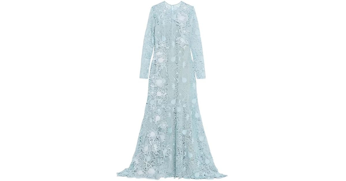 Oscar de la Renta Corded Botanical Guipure Gown in Blue | Lyst UK