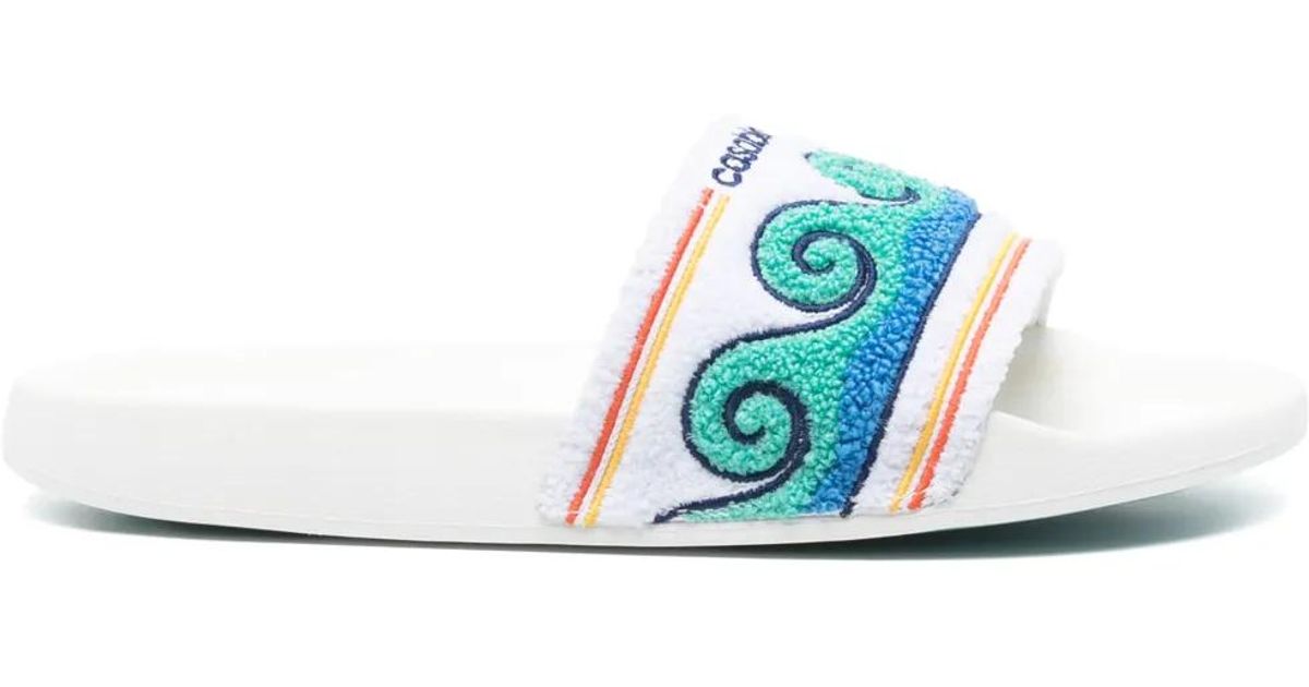 CASABLANCA Greco Wave Slides in White for Men | Lyst UK