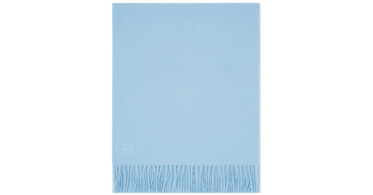 Eric Bompard Monogram Fringed Scarf in Blue | Lyst UK