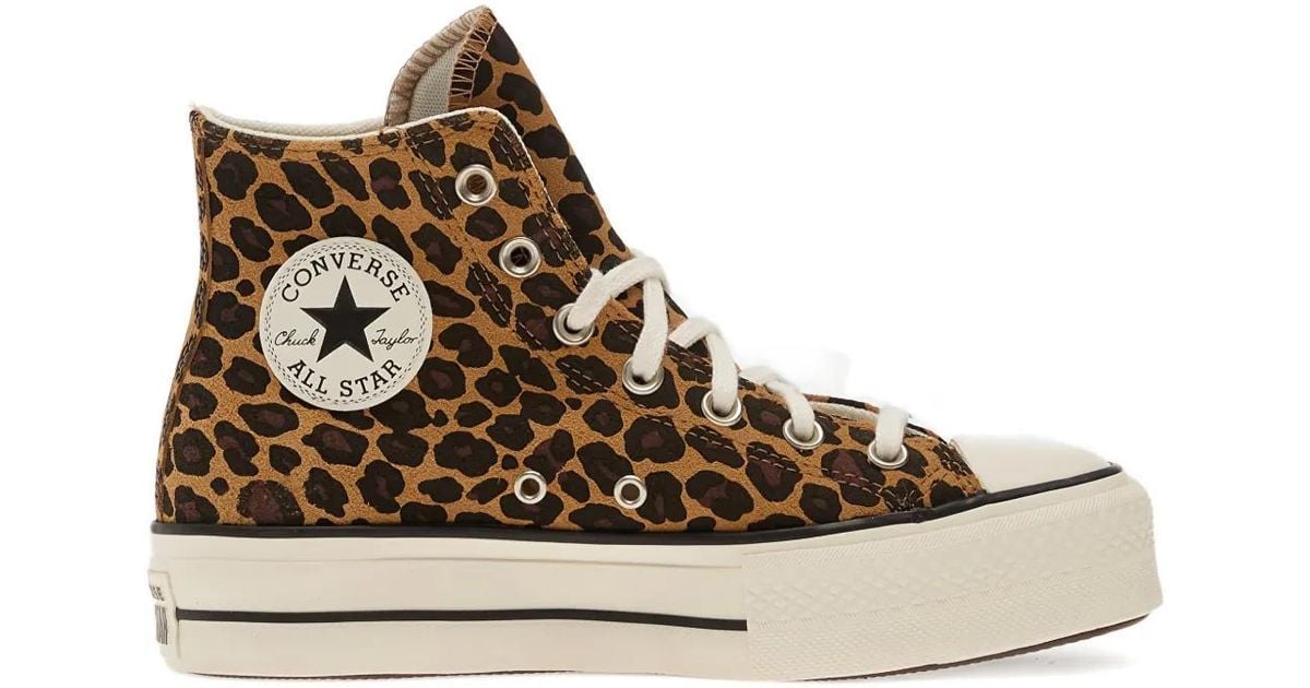 Converse Chuck Taylor All Star Lift Leopard-Print Sneakers in Brown ...