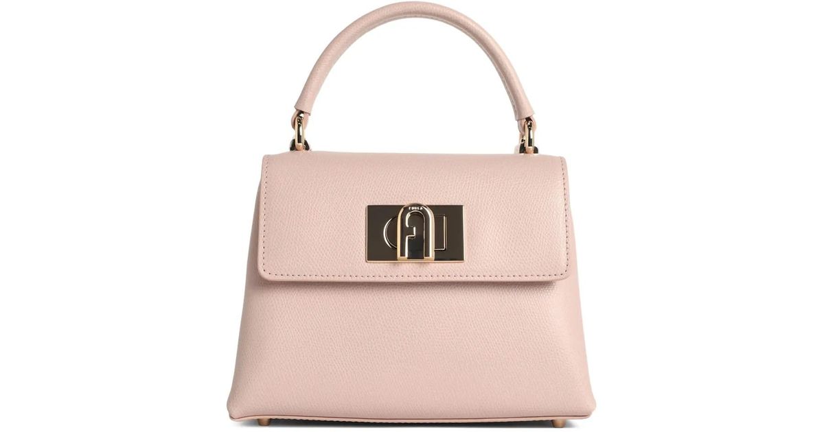 Furla Hammered Leather Shoulder Bag in Pink | Lyst UK