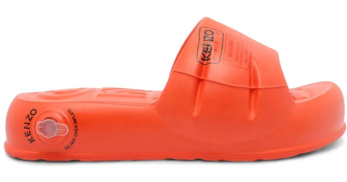 KENZO Puffer Slides in Red | Lyst