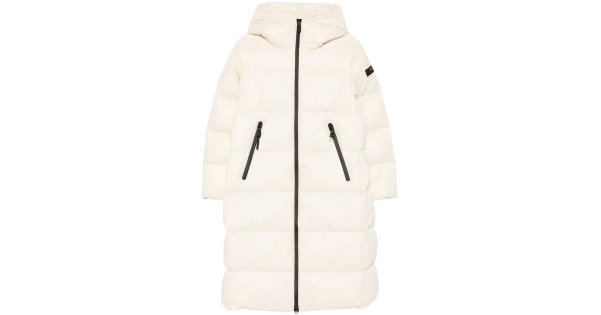 Peuterey Padded Down Coat With Quilted Design in Natural | Lyst UK