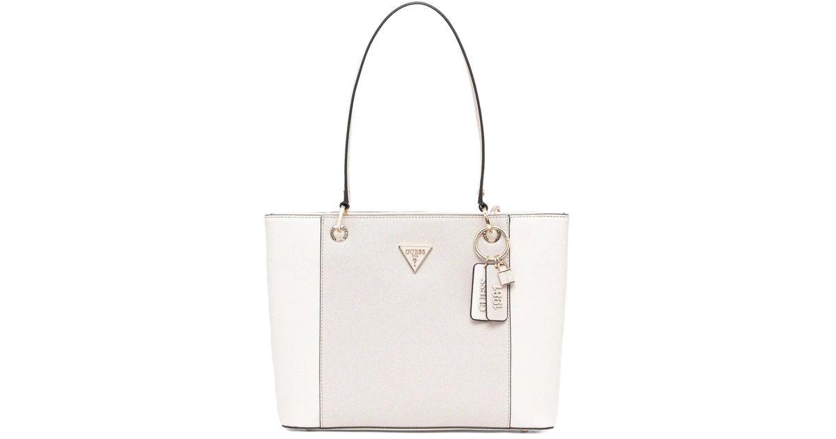 Guess Noelle Triangle-Logo Tote Bag in White | Lyst