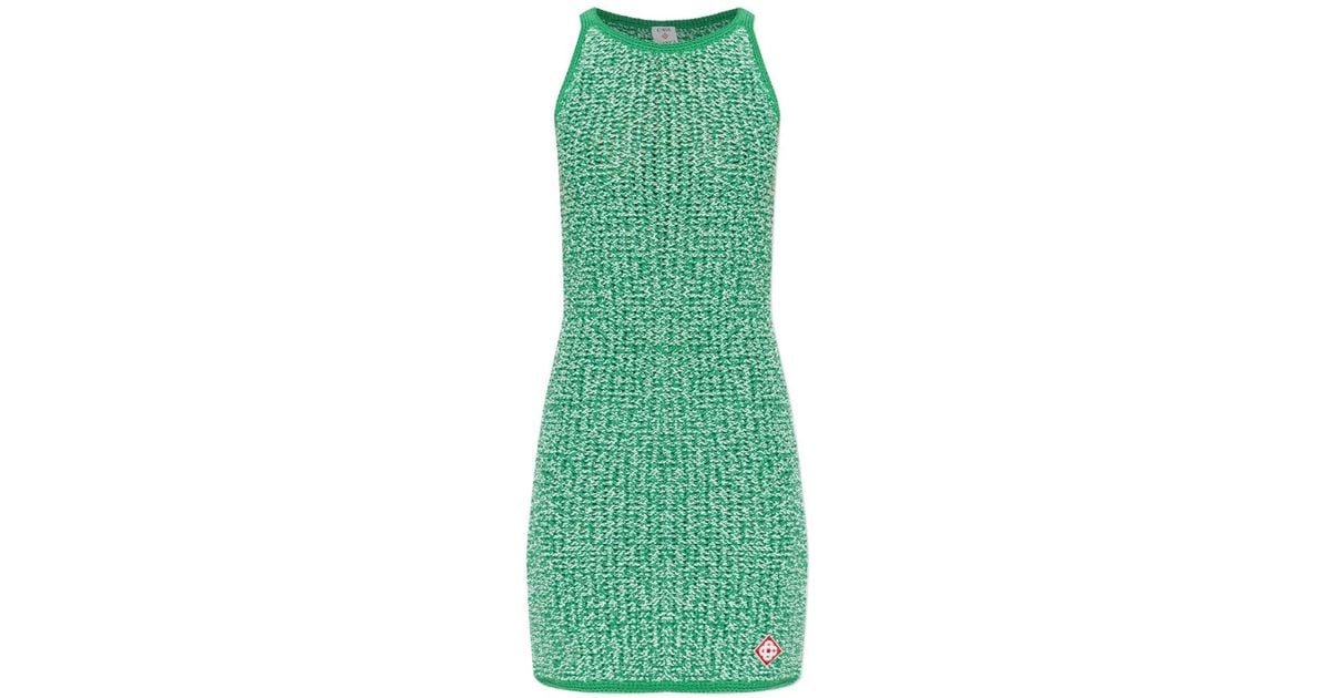 CASABLANCA Logo-Patch Mini Dress in Green | Lyst UK
