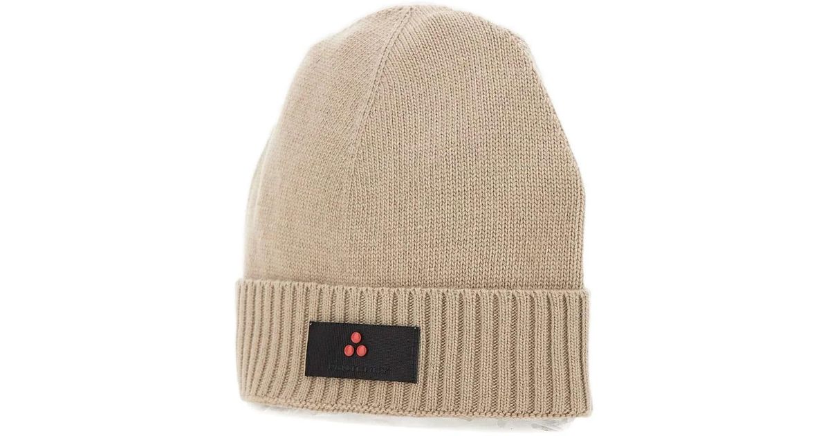 Peuterey Logo-Detail Beanie in Natural | Lyst UK