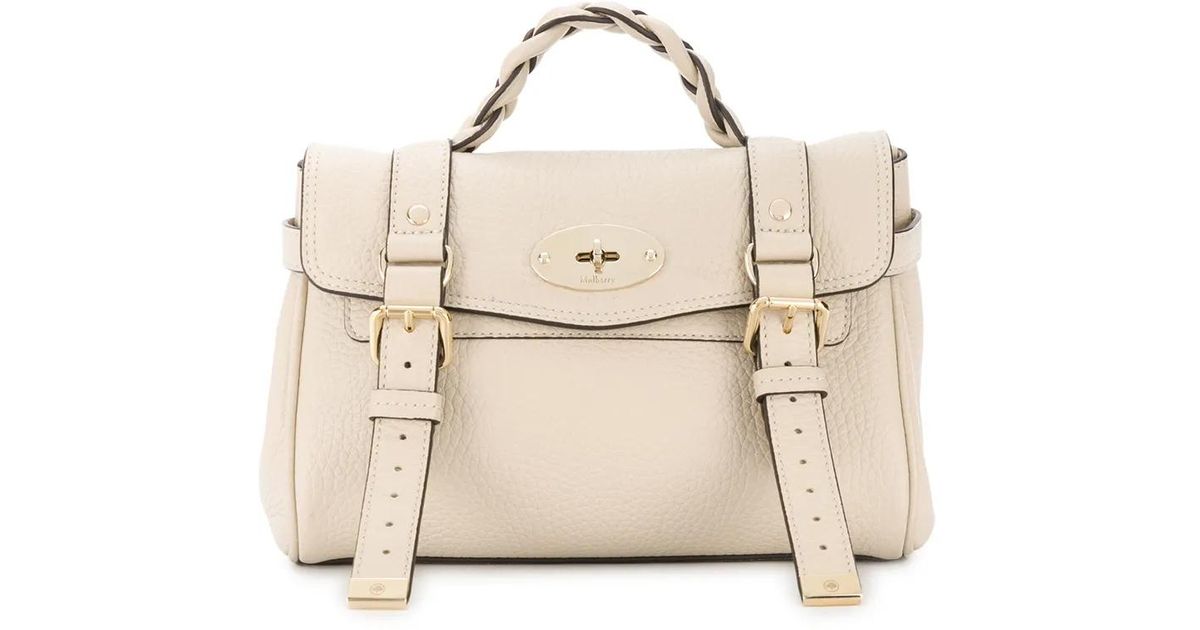 Mulberry Mini Alexa Heavy Ivory Colored Leather Handbag | Lyst UK