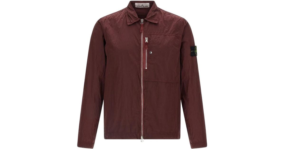 Stone Island Wrinkled Logo Badge Shirt in Purple for Men | Lyst UK