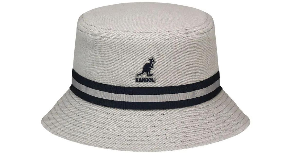 Kangol Stripe-Detail Bucket Hat in Gray for Men | Lyst