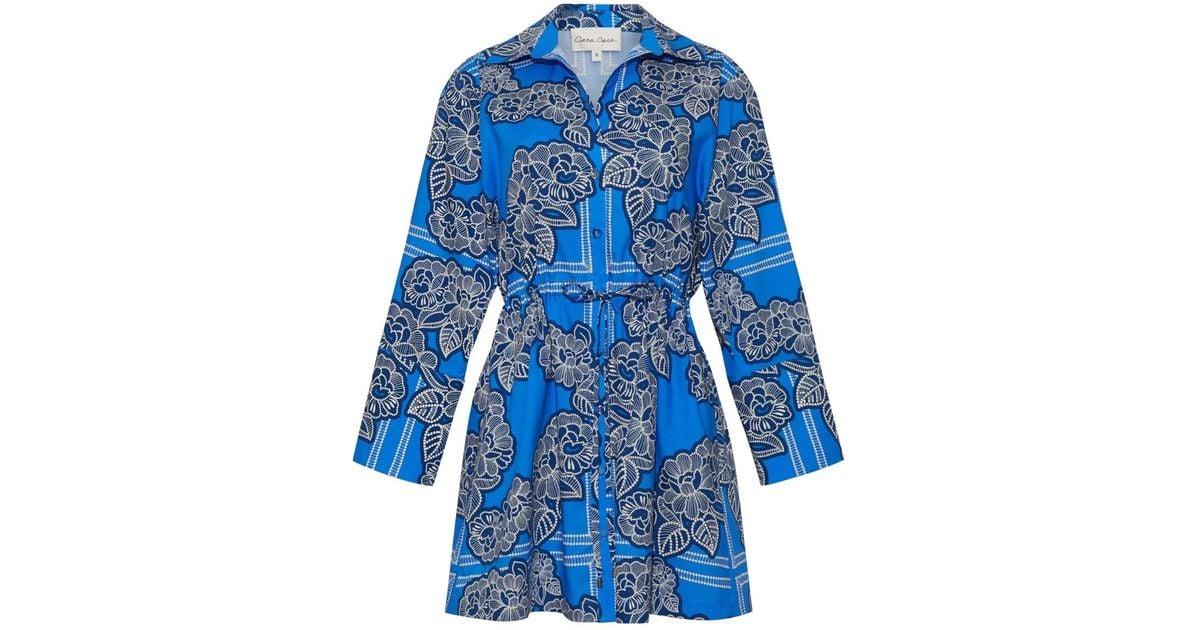 Cara Cara Henry Floral Poplin Mini Dress in Blue | Lyst