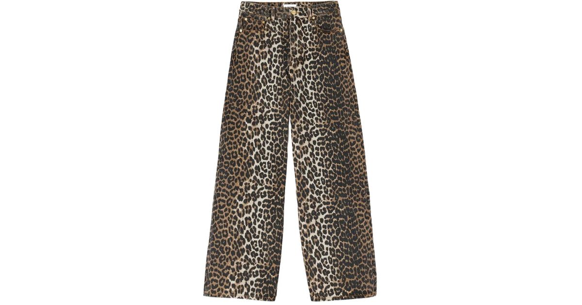 Ganni Leopard-print Denim in Grey | Lyst UK