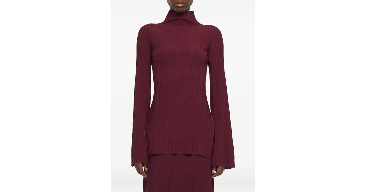 Adam Lippes Ribbed Long-Sleeve Top in Purple | Lyst UK