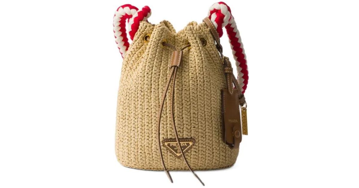 Prada Woven Drawstring Bag in Metallic | Lyst