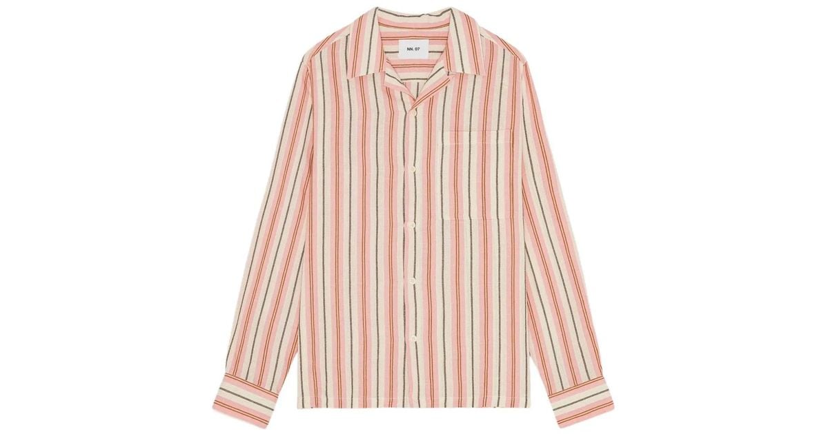 NN07 Striped Button-Up Shirt in Pink for Men | Lyst