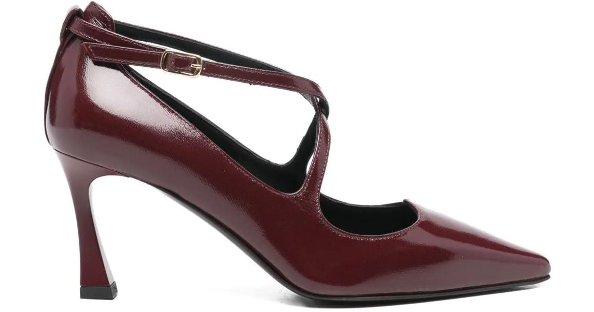 Julie Dee 75Mm Criss-Cross Strap Pumps in Brown | Lyst UK