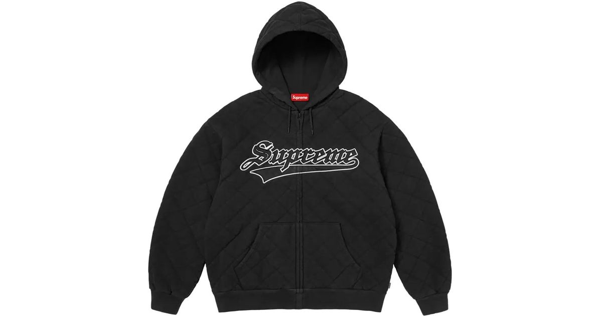 Supreme Quilted Zip Hooded Sweater in Black for Men | Lyst UK