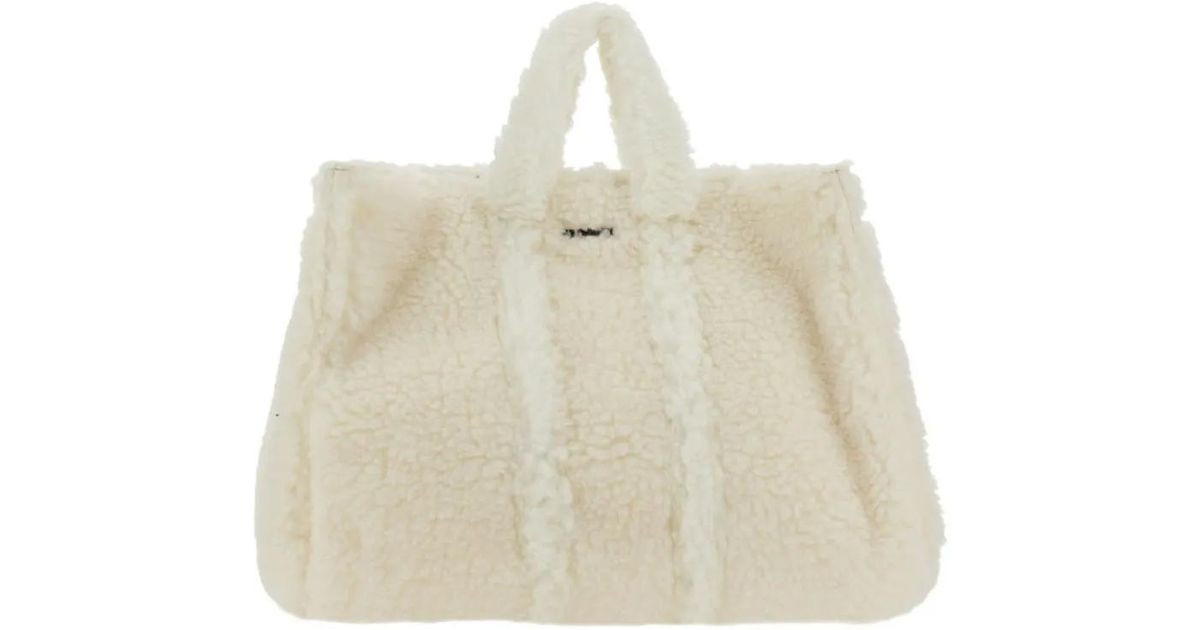 Sunnei Fleece-Texture Tote Bag in Natural | Lyst