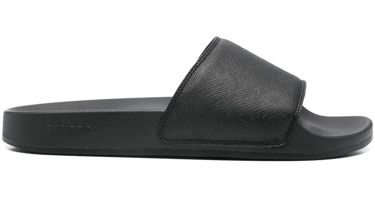 Sandro Logo-Print Slides in Black for Men | Lyst