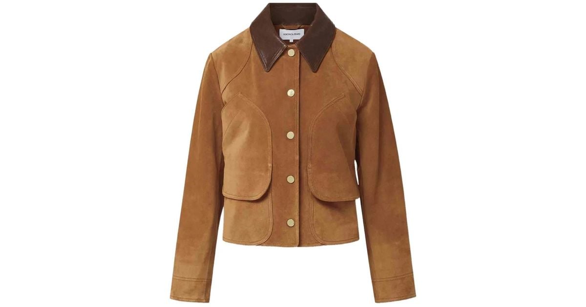 Veronica Beard Walters Suede Field Jacket in Brown | Lyst