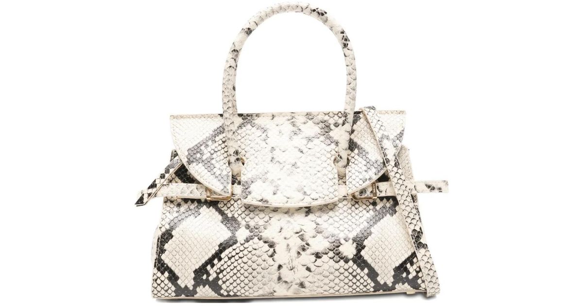Jonathan Simkhai Small River Snakeskin-Print Tote Bag in White | Lyst UK