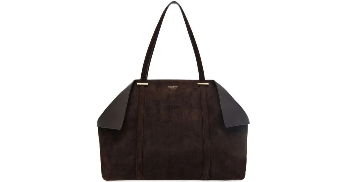 Ferragamo Large Folded-Sides Tote Bag in Black | Lyst UK