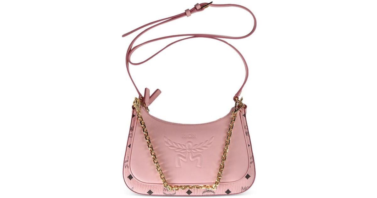 MCM Aren Logo-Embossed Chain Clutch Bag in Pink | Lyst UK