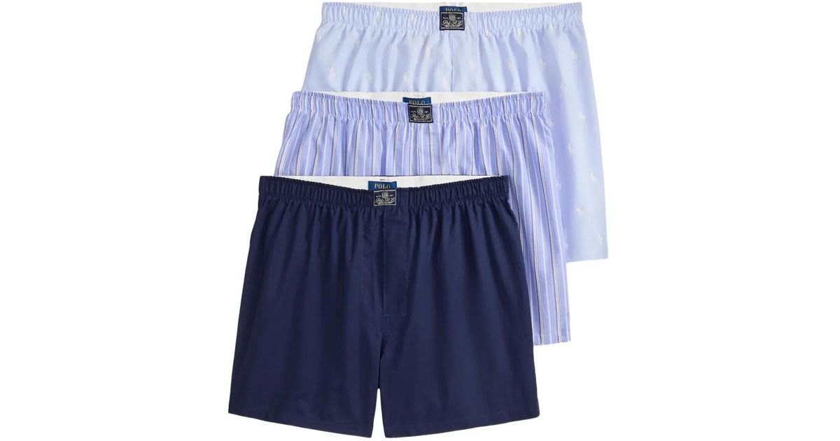 Polo Ralph Lauren Cotton Boxers (Pack Of Three) in Blue for Men | Lyst
