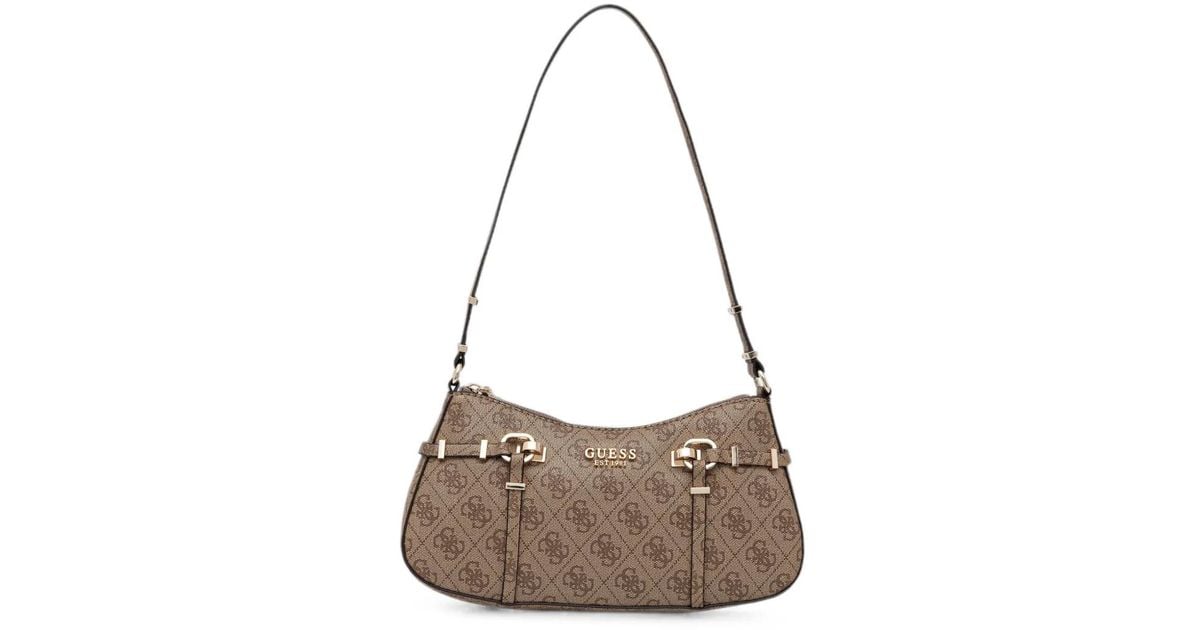 Guess Leona Logo-Monogram Shoulder Bag in Natural | Lyst UK