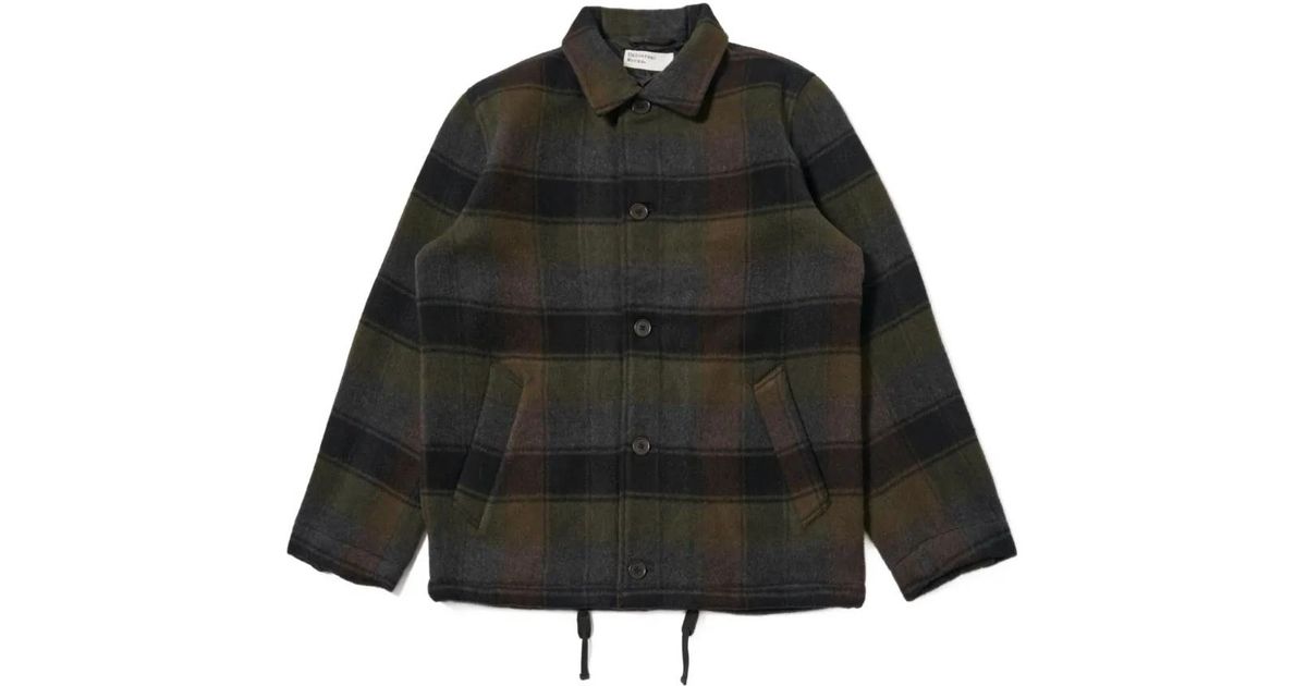 Universal Works Button-Fastening Checked Jacket in Black for Men | Lyst UK