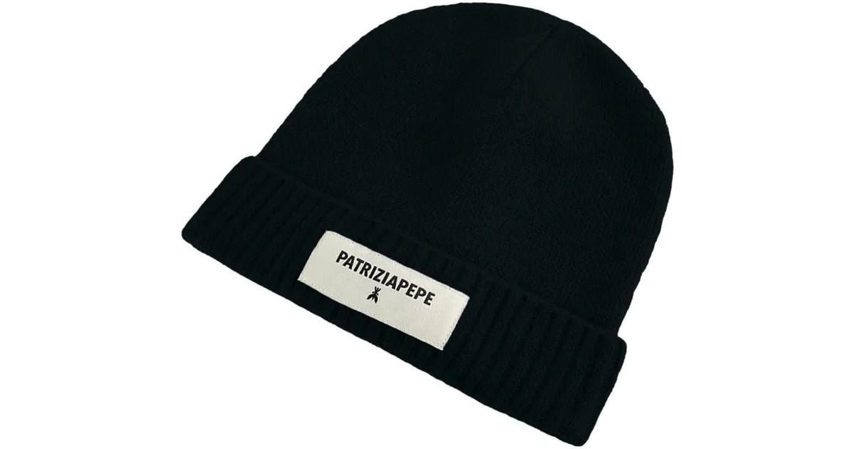 Patrizia Pepe Logo-Patch Beanie in Black | Lyst UK