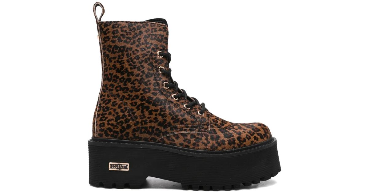 Cult Leopard-Print Boots in Brown | Lyst UK