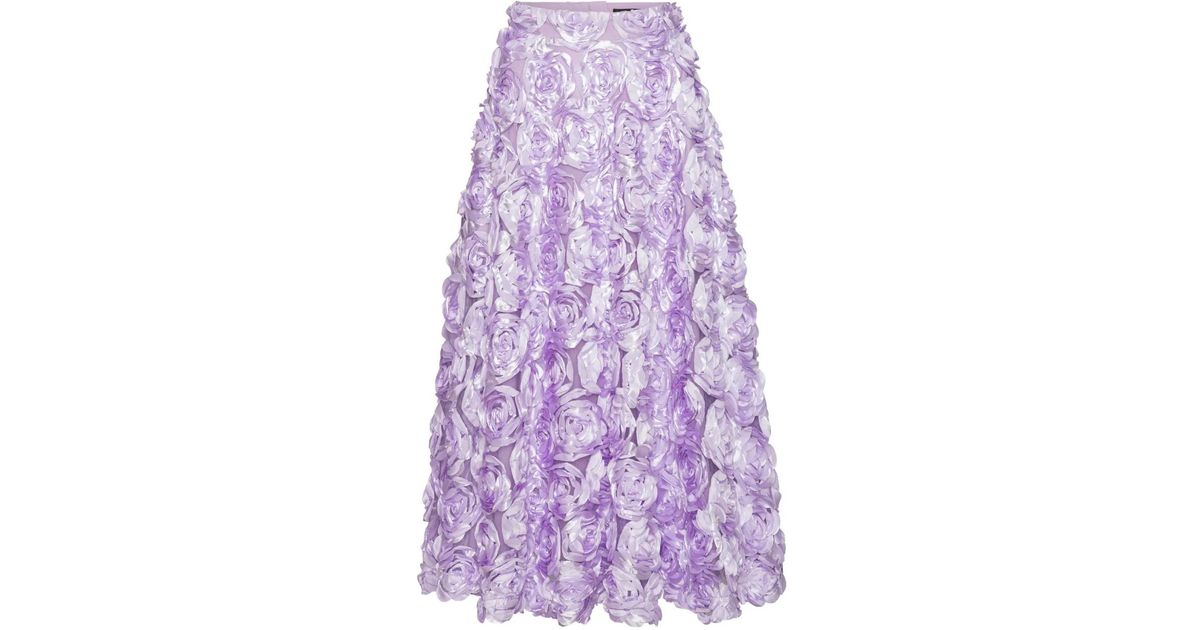 ROTATE BIRGER CHRISTENSEN Rose-Embellished Midi Skirt in Purple | Lyst