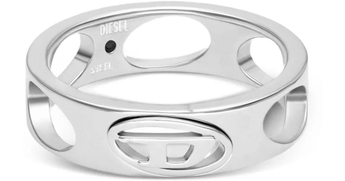 DIESEL Logo Band Ring in White | Lyst
