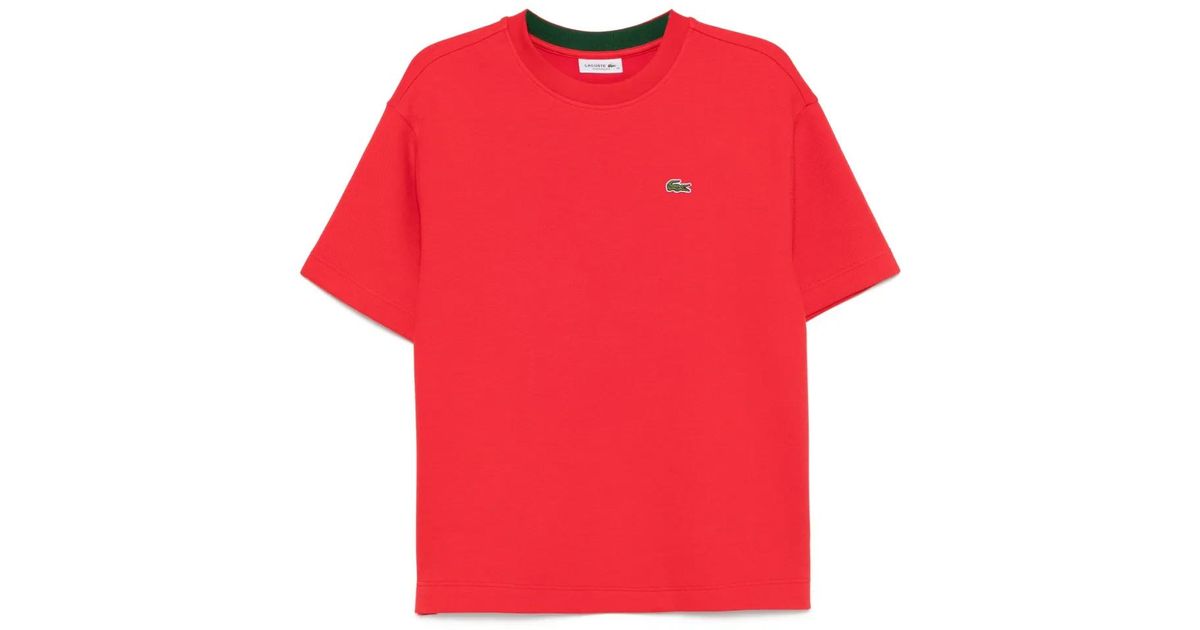 Lacoste Double Face Pique T-Shirt in Red | Lyst