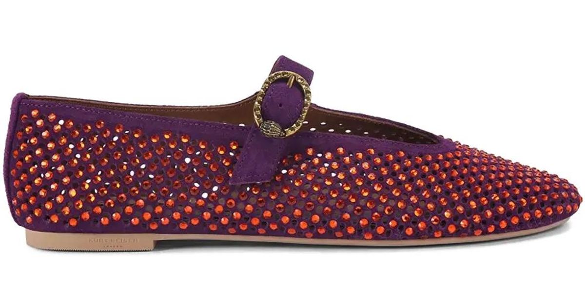 Kurt Geiger Mayfair Crystal-Embellished Ballet Flats in Purple | Lyst