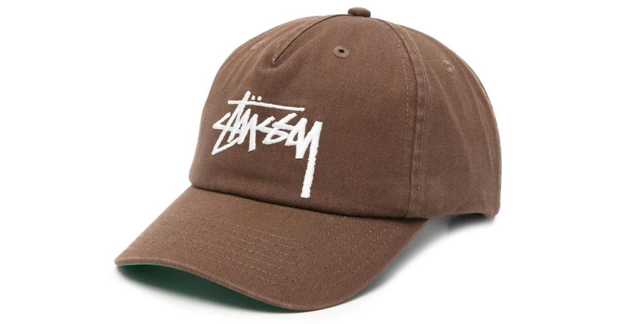Stussy Logo-Embroidered Cap in Brown for Men | Lyst UK